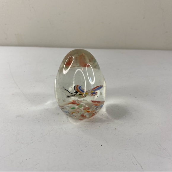 Vintage | Accents | Vintage Butterfly Eggshaped Glass Paperweight ...